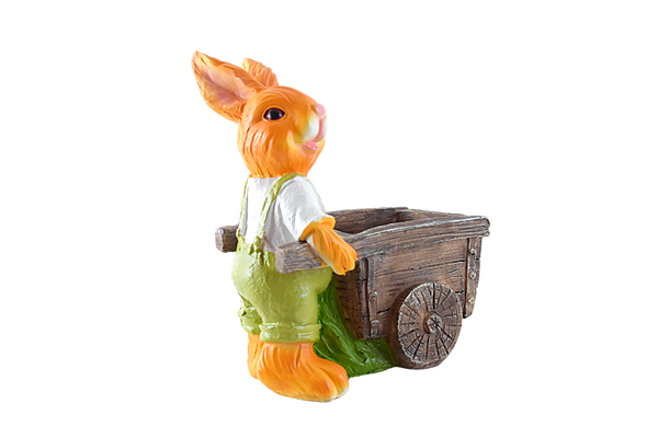 Rabbit Pushing Trolley Rickshaw Resin Pot for Kids Room, Table Decor ...