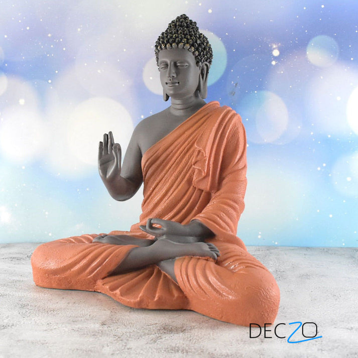Large Blessing Buddha Statue : Orange Color – Deczo